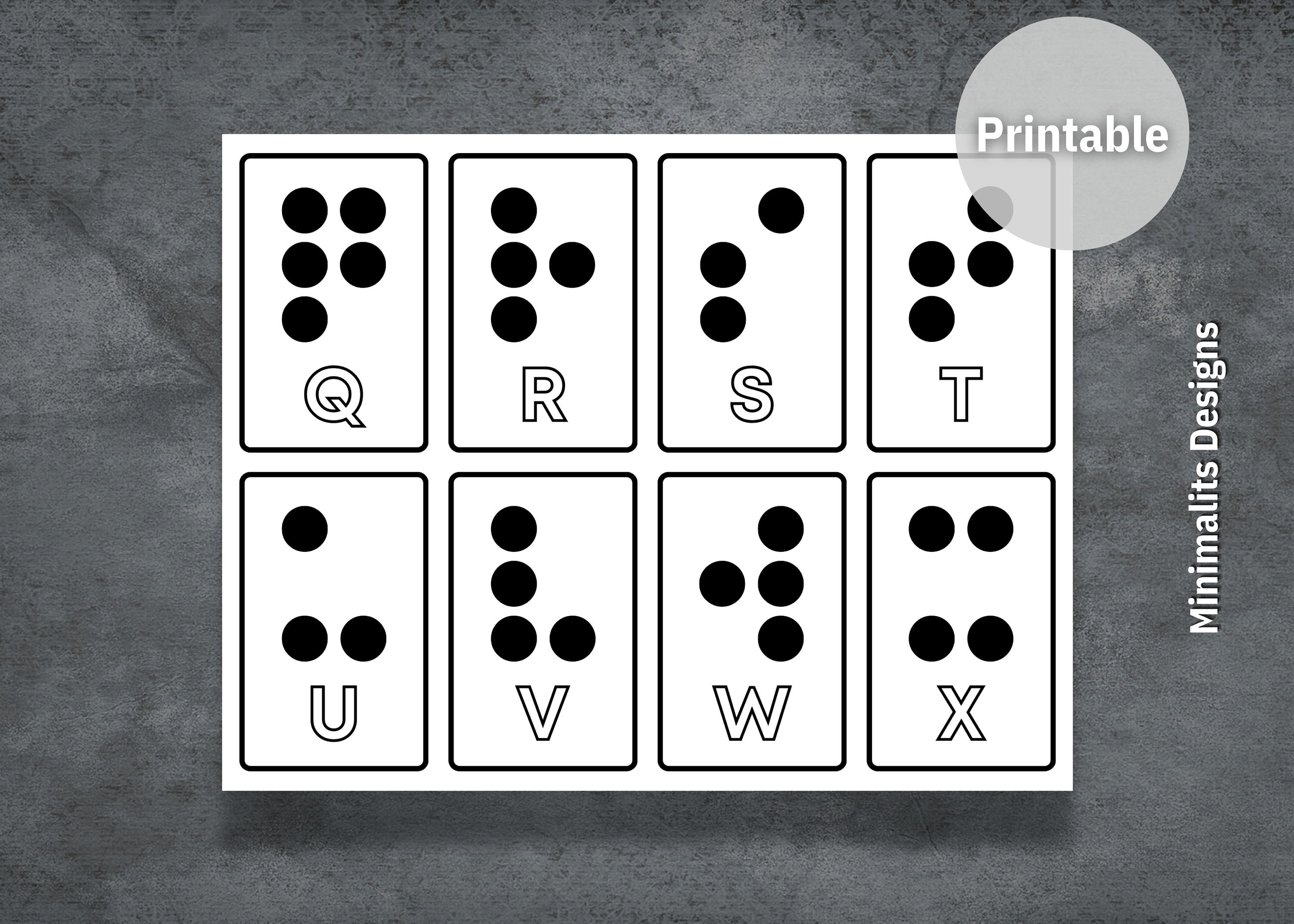 Braille Alphabet Flashcards, Preschool Flashcards, Printable Montessori ...