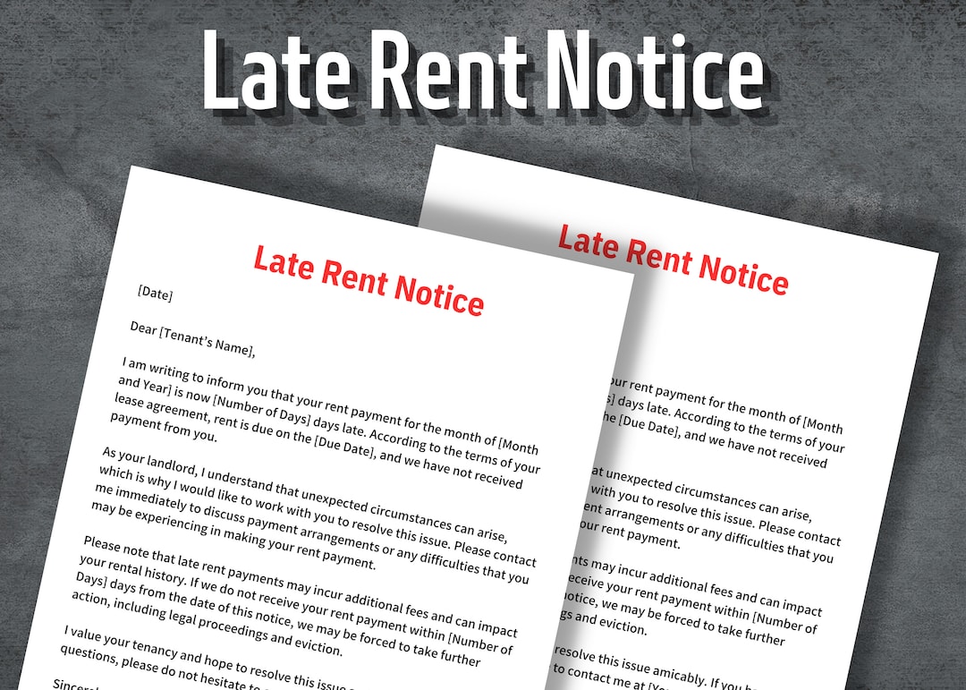 Late Rent Notice, Late Rent Letter, Late Payment Warning, Rent Payment ...