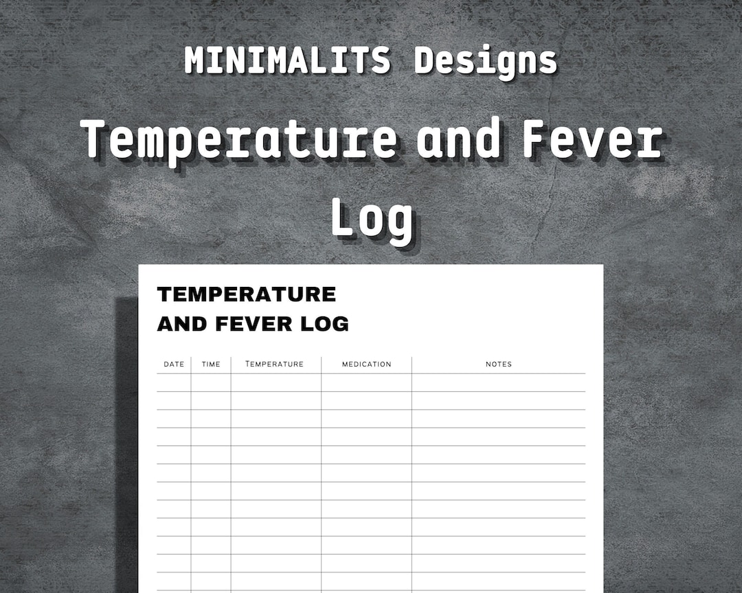 Temperature and Fever Log Fever Tracker Fever Chart - Etsy