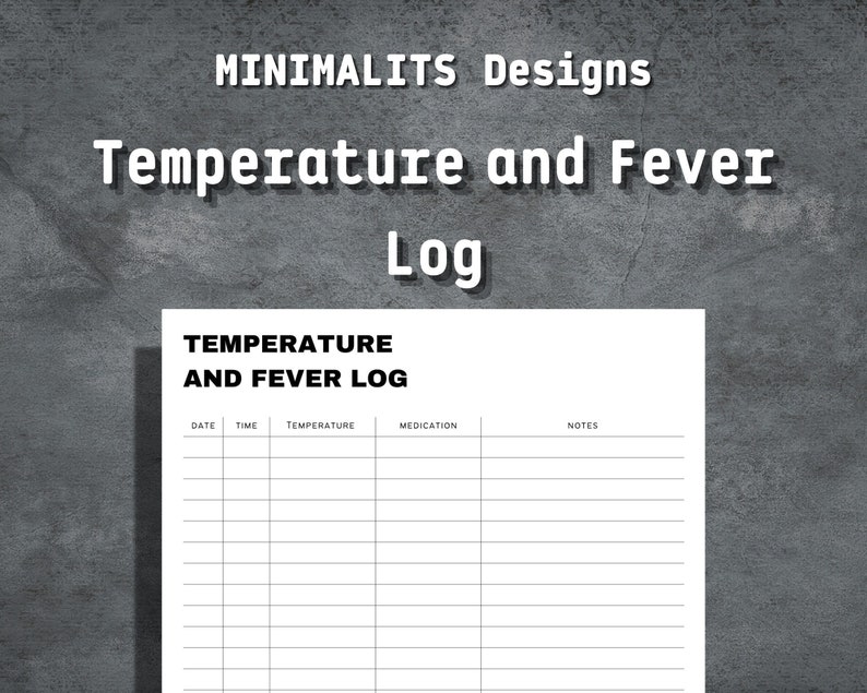 Temperature and Fever Log Fever Tracker Fever Chart - Etsy