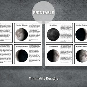 Moon Phases Flash Cards, Preschool Flashcards, Printable Montessori ...
