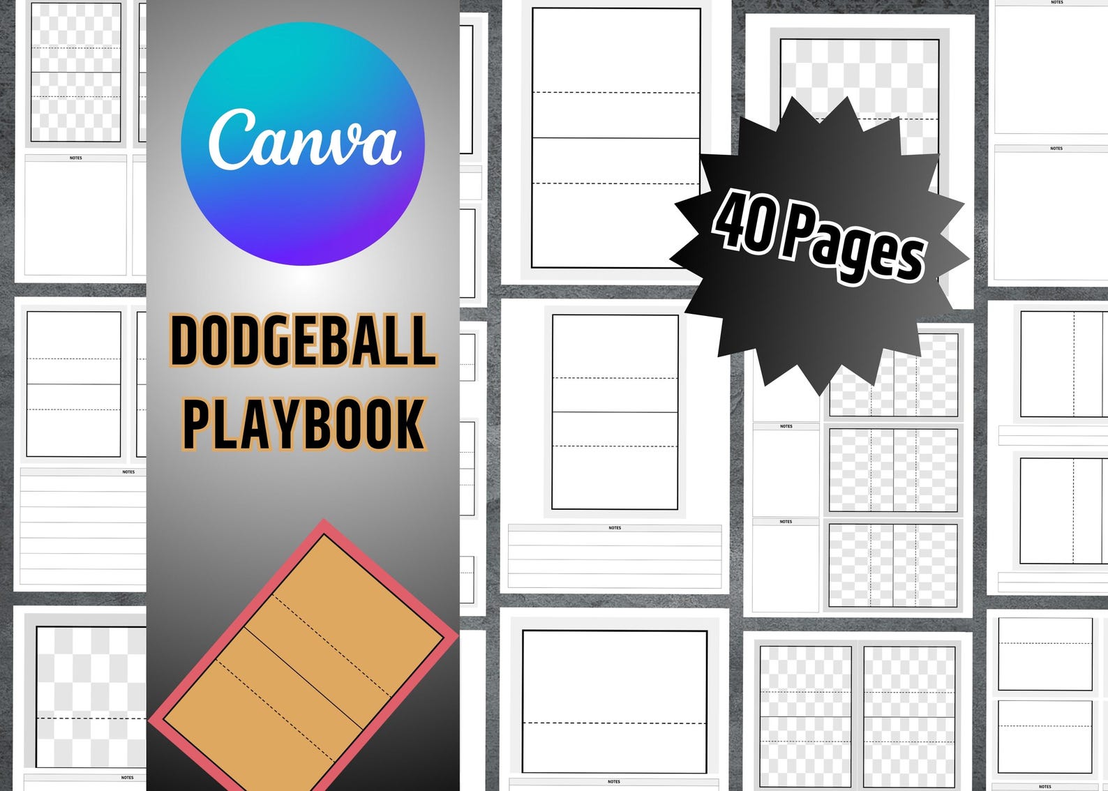Dodgeball Playbook Template, Printable Blank Dodgeball Diagrams, Canva ...