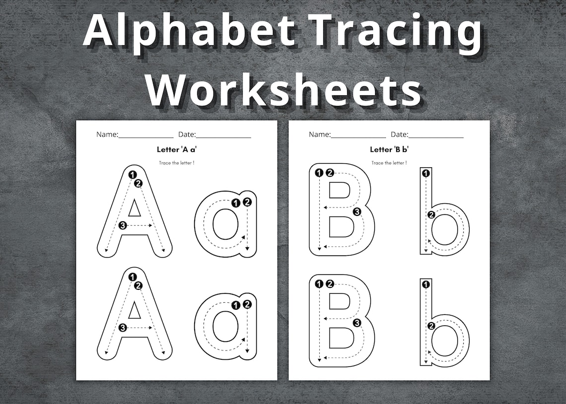 Alphabet Tracing Worksheets Handwriting Practice Printable - Etsy