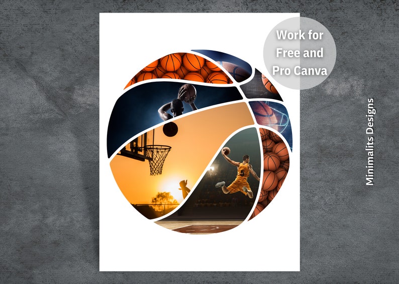 Basketball Photo Collage, Editable Canva Template, Basketball Canva ...