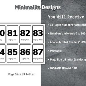 Numbers Flash Cards, Numbers 0 to 100 Flash Cards, Printable Flashcards ...
