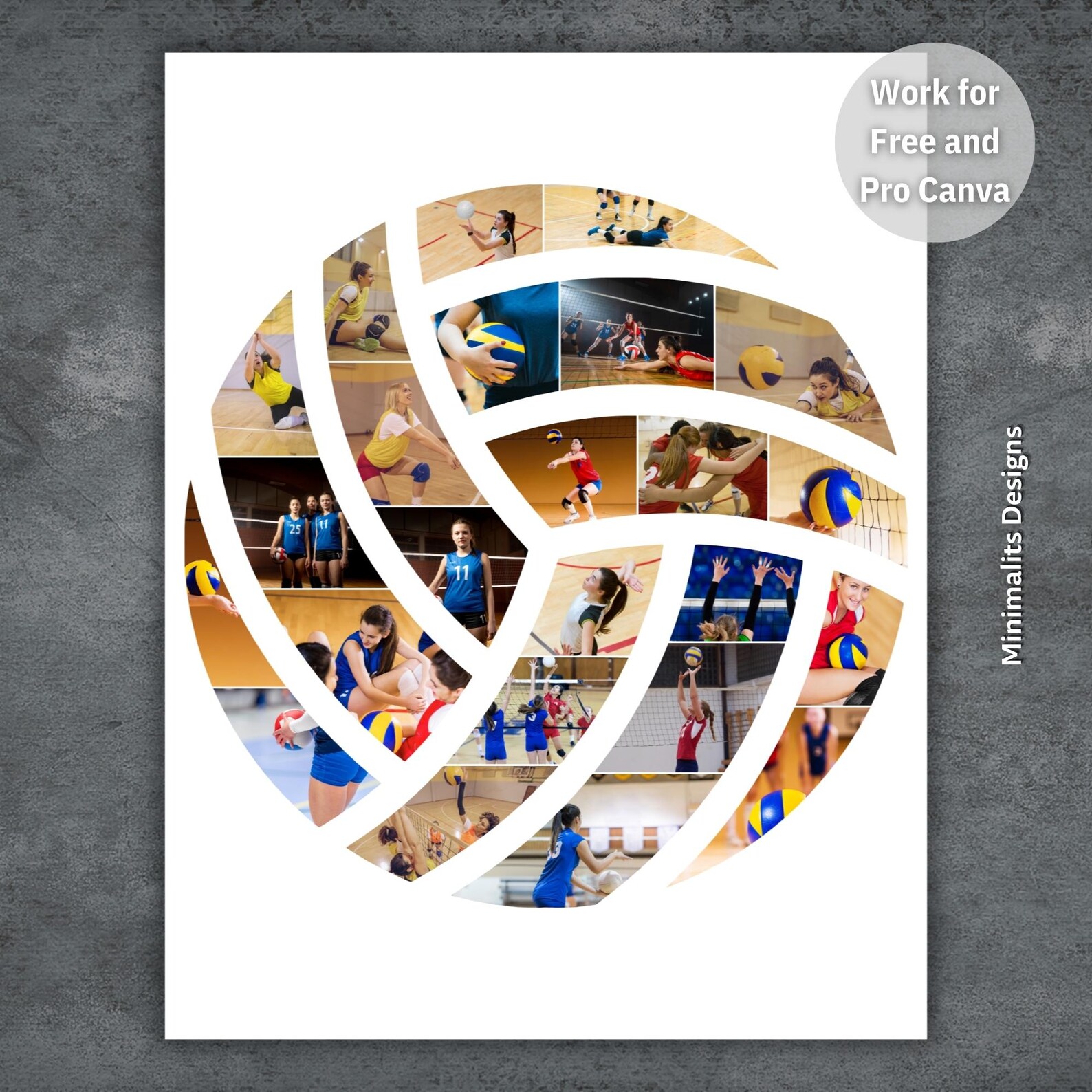 Volleyball Photo Collage, Editable Canva Template, Volleyball Canva ...