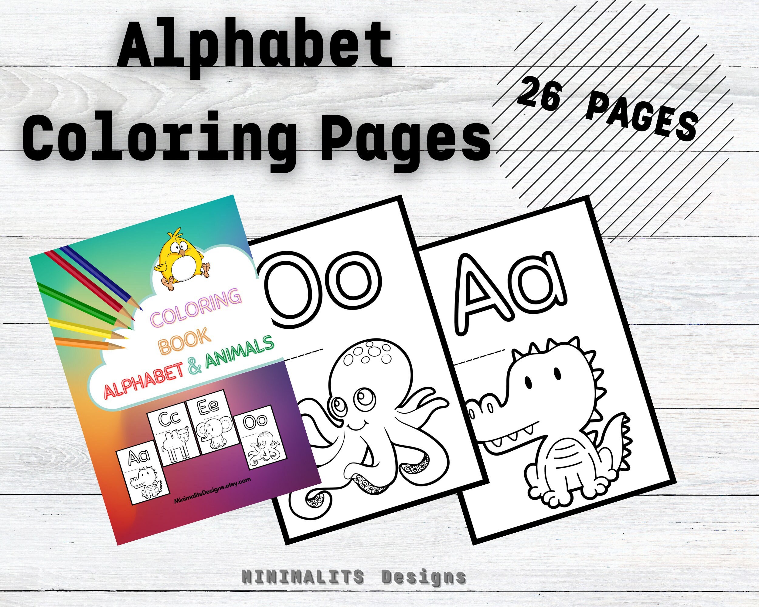 Alphabet Coloring Pages, Printable Coloring Book, Animal Alphabet ...