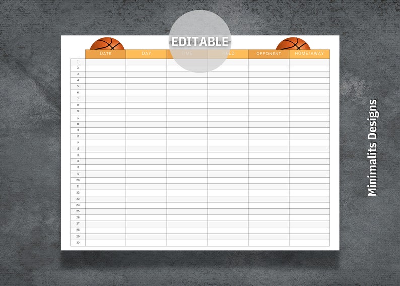 Basketball Schedule Template, Printable Basketball Schedule, Editable ...