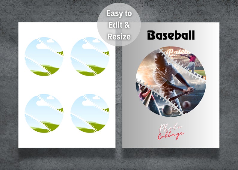 Baseball Photo Collage, Editable Canva Template, Baseball Canva Frame ...