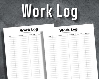 Editable Work Log Work Log Printable Time Spent Tracker Working Hours ...