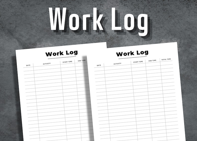 Work Log, Activity Tracker, Editable Work Log Sheet, Time Tracker ...