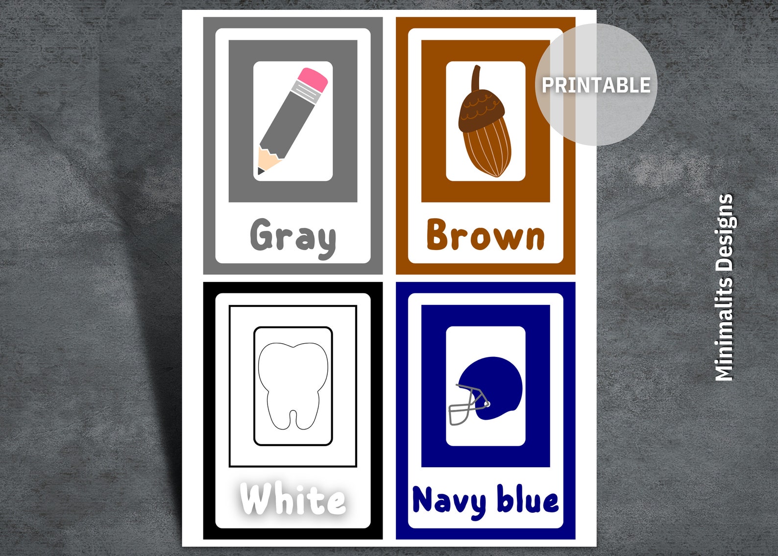 Color Flash Cards, Kindergarten Flash Cards, Montessori Flashcards ...