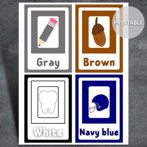 Color Flash Cards, Kindergarten Flash Cards, Montessori Flashcards ...