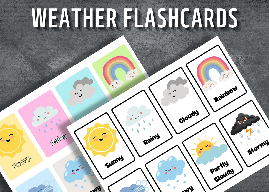 Weather Flash Cards Printable Flashcards Classroom - Etsy