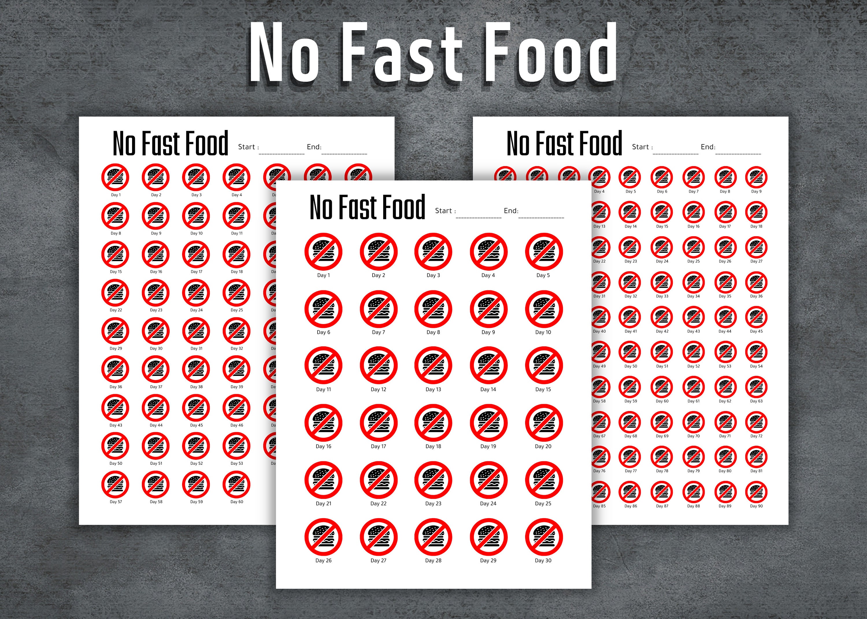 Quit Fast Food Challenge, Printable No Fast Food Challenge, No Fast ...