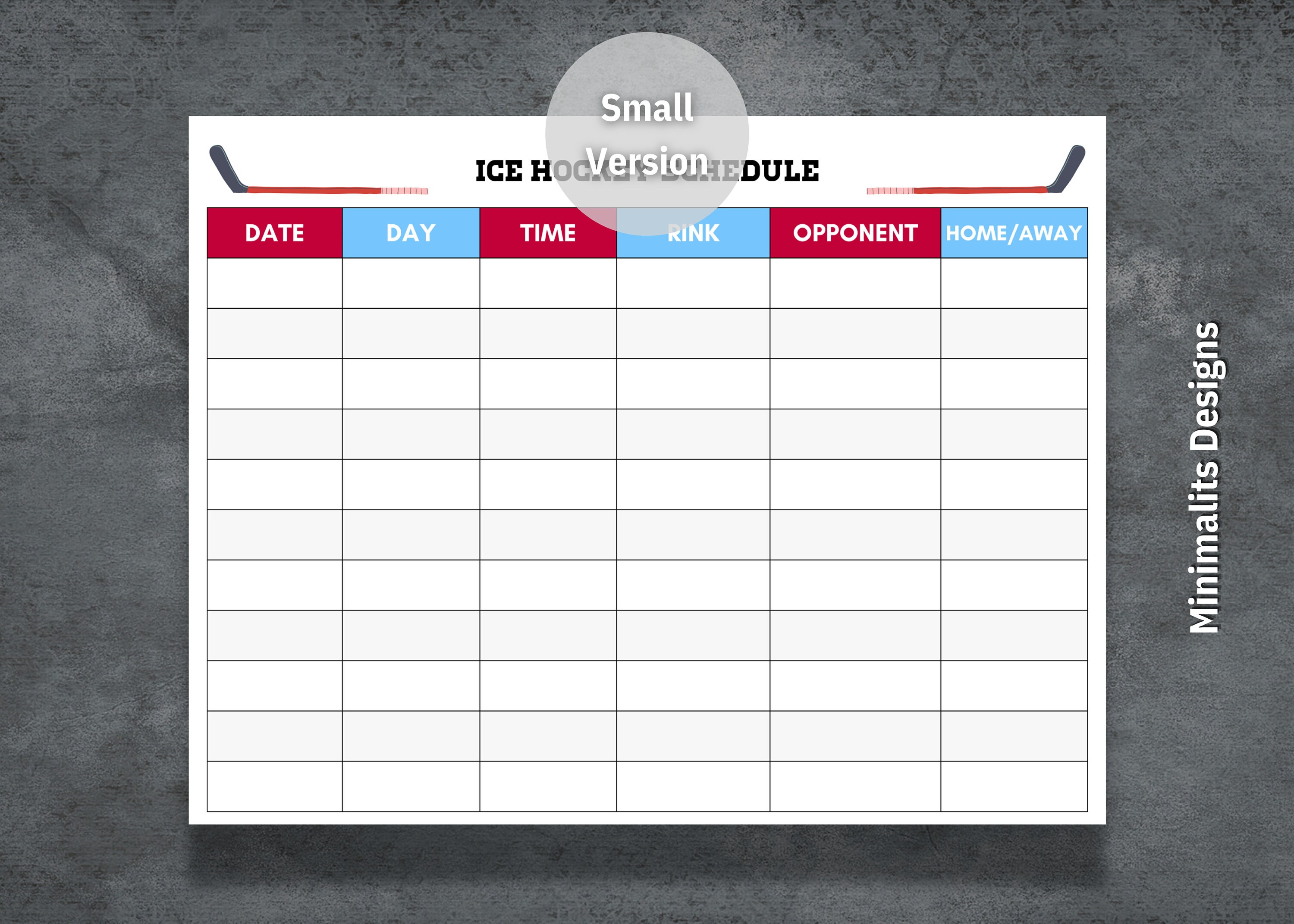 Ice Hockey Schedule Template, Printable Ice Hockey Schedule, Editable ...