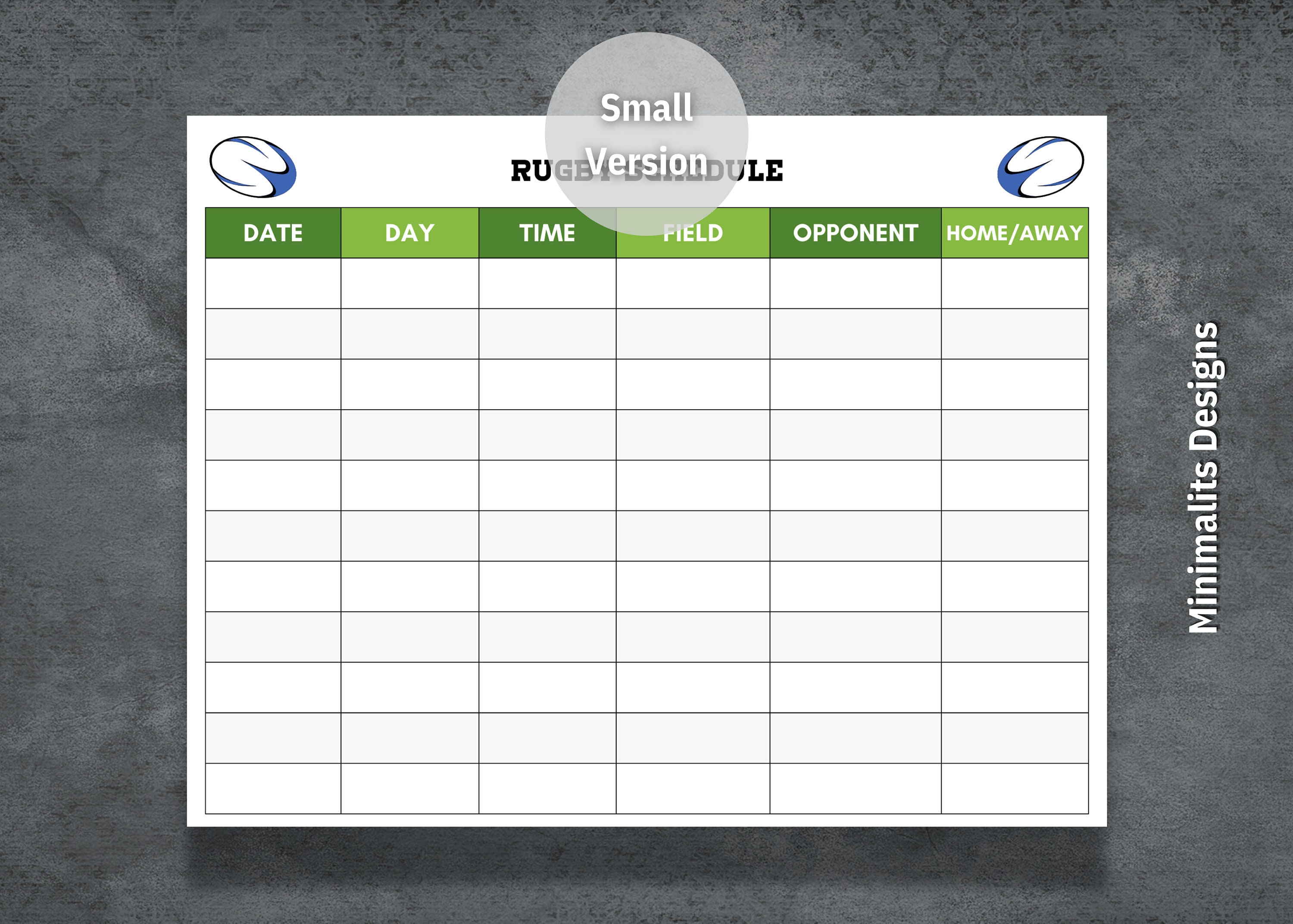 Rugby Schedule Template, Printable Rugby Schedule, Editable Rugby Game ...