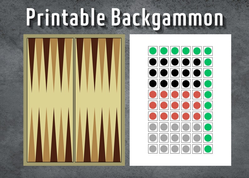 Backgammon Board Game, Printable Backgammon Game, Mini Backgammon Game ...