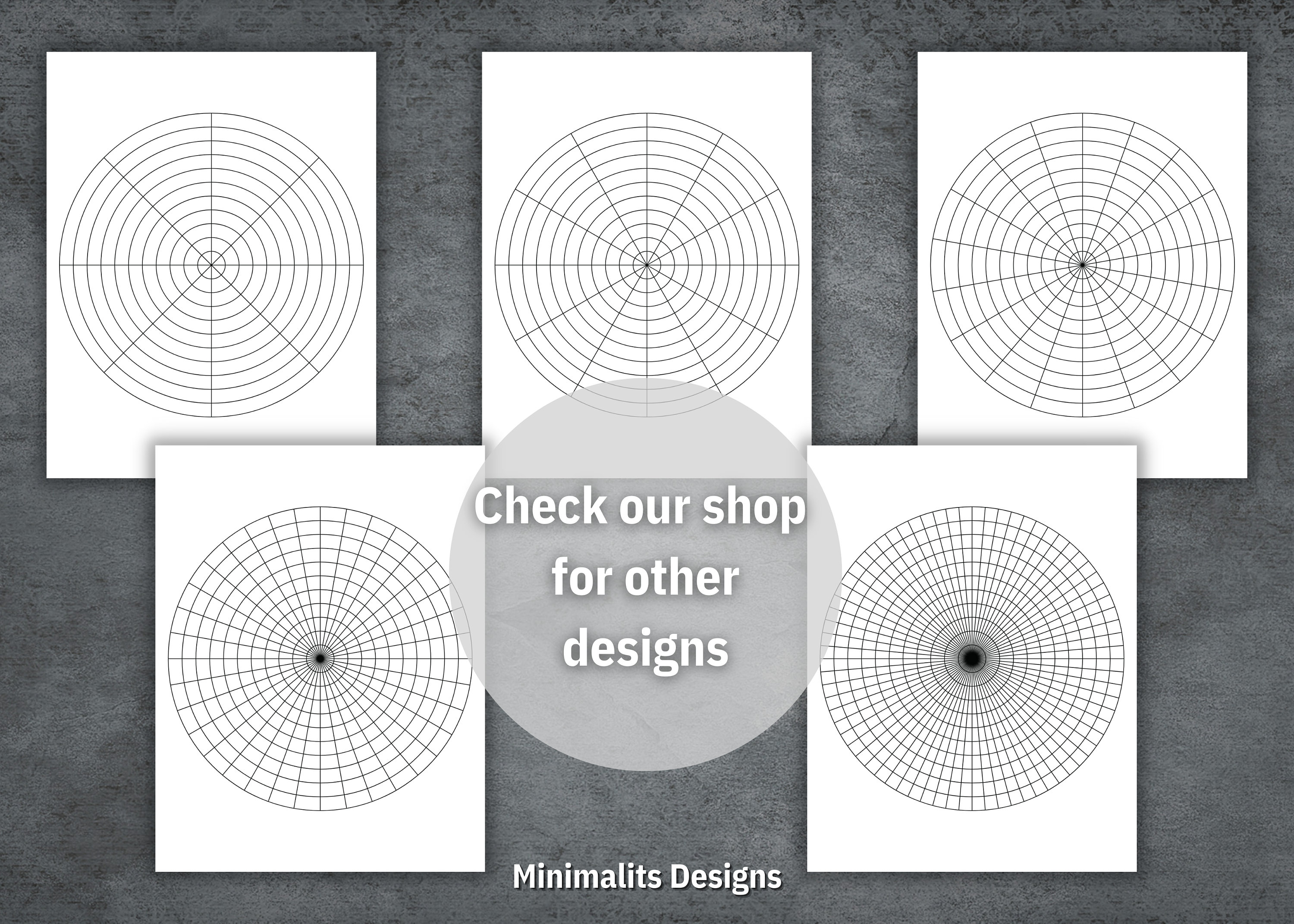 Polar Graph Paper, Printable Circular Graph Paper, Circular Grid Paper ...