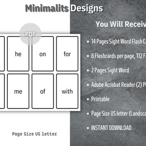 Sight Word Flash Cards, Preschool Flashcards, Printable Montessori ...