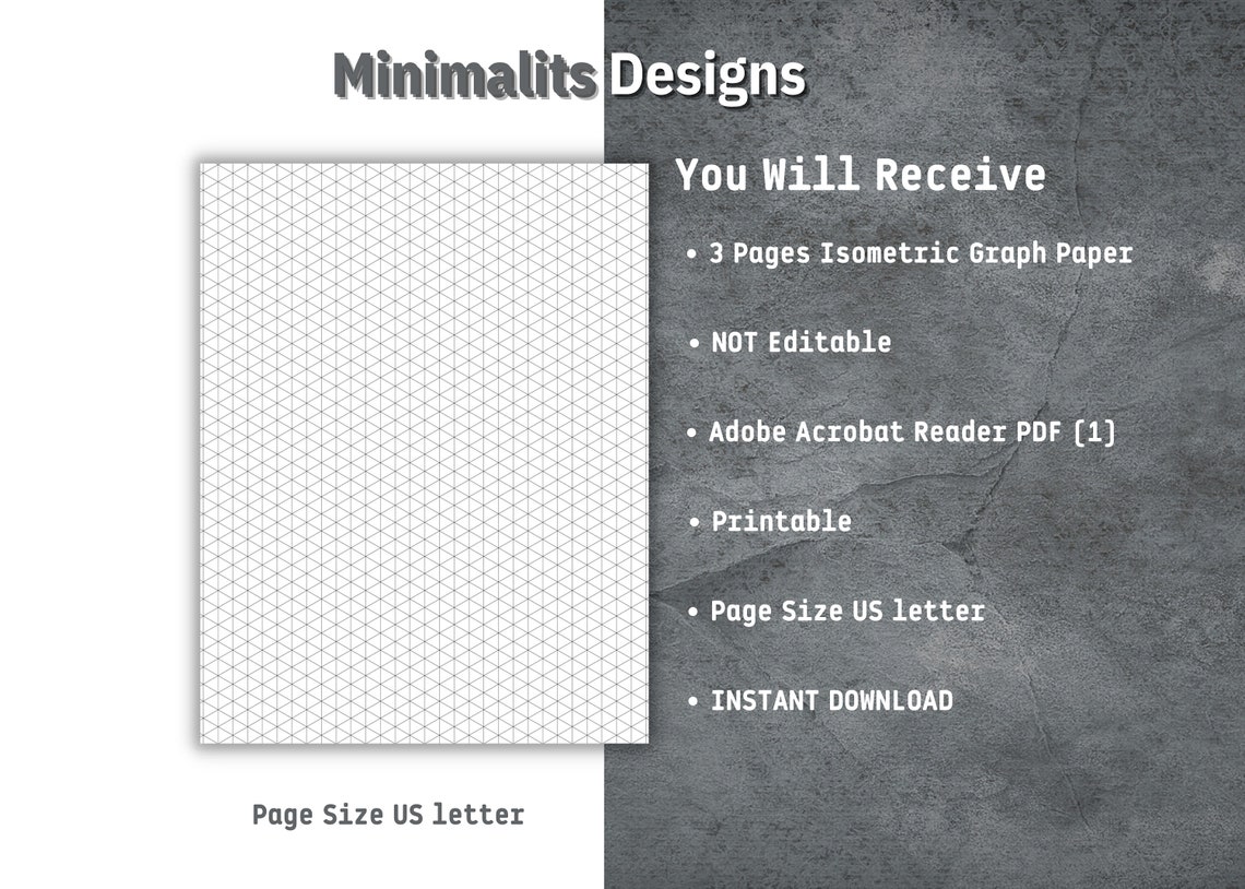 Isometric Graph Paper, Isometric Grid Paper, Printable Isometric Graph ...