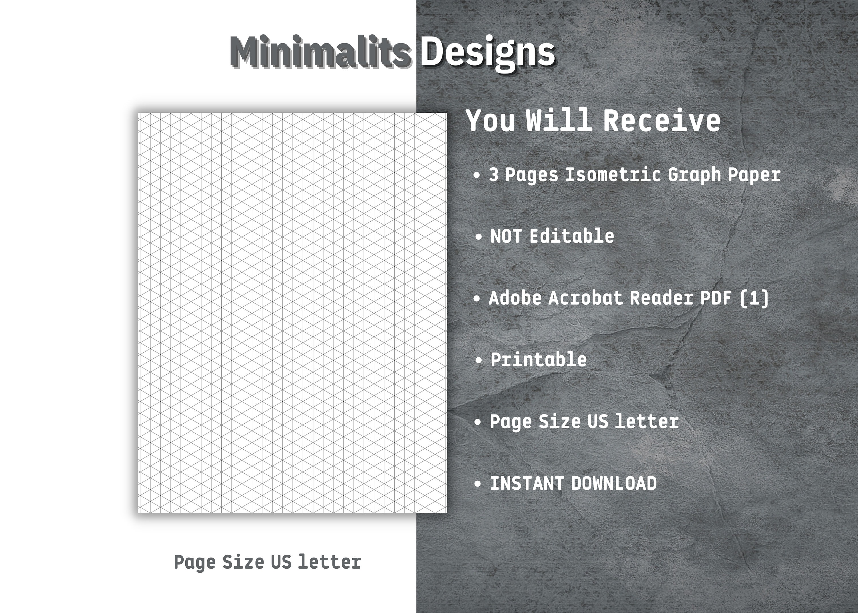 Isometric Graph Paper, Isometric Grid Paper, Printable Isometric Graph ...