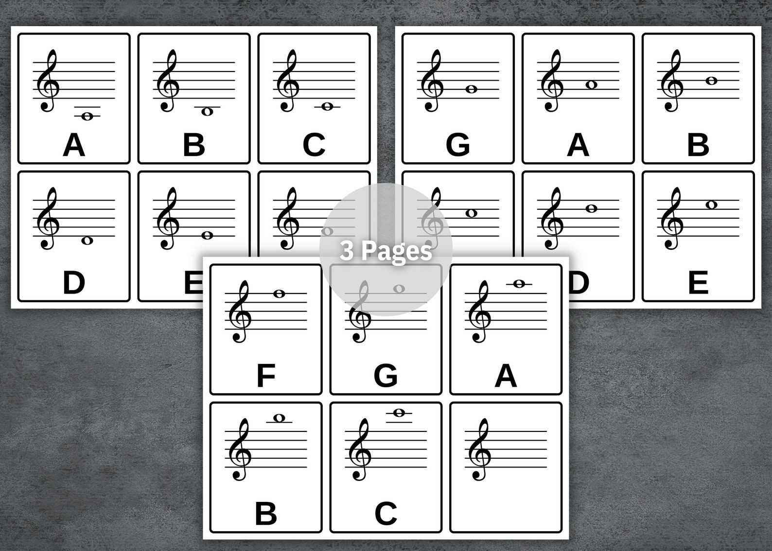 Treble Clef Flash Cards, Printable Music Note Flash Cards, Treble Clef ...