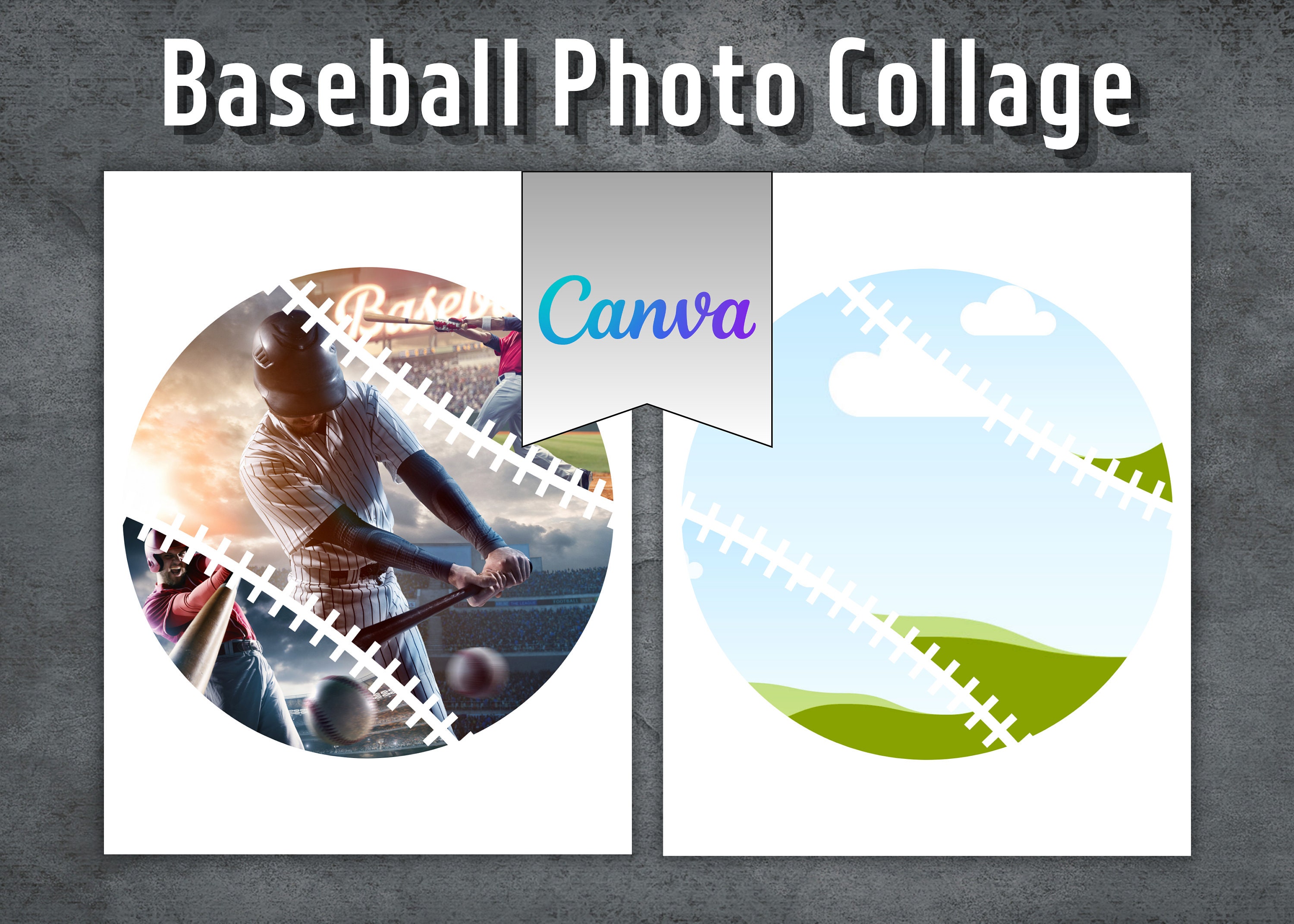 Baseball Photo Collage, Editable Canva Template, Baseball Canva Frame ...