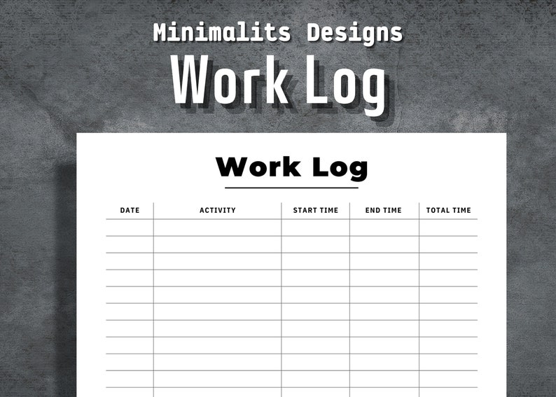 Work Log Activity Tracker Editable Work Log Sheet Time - Etsy