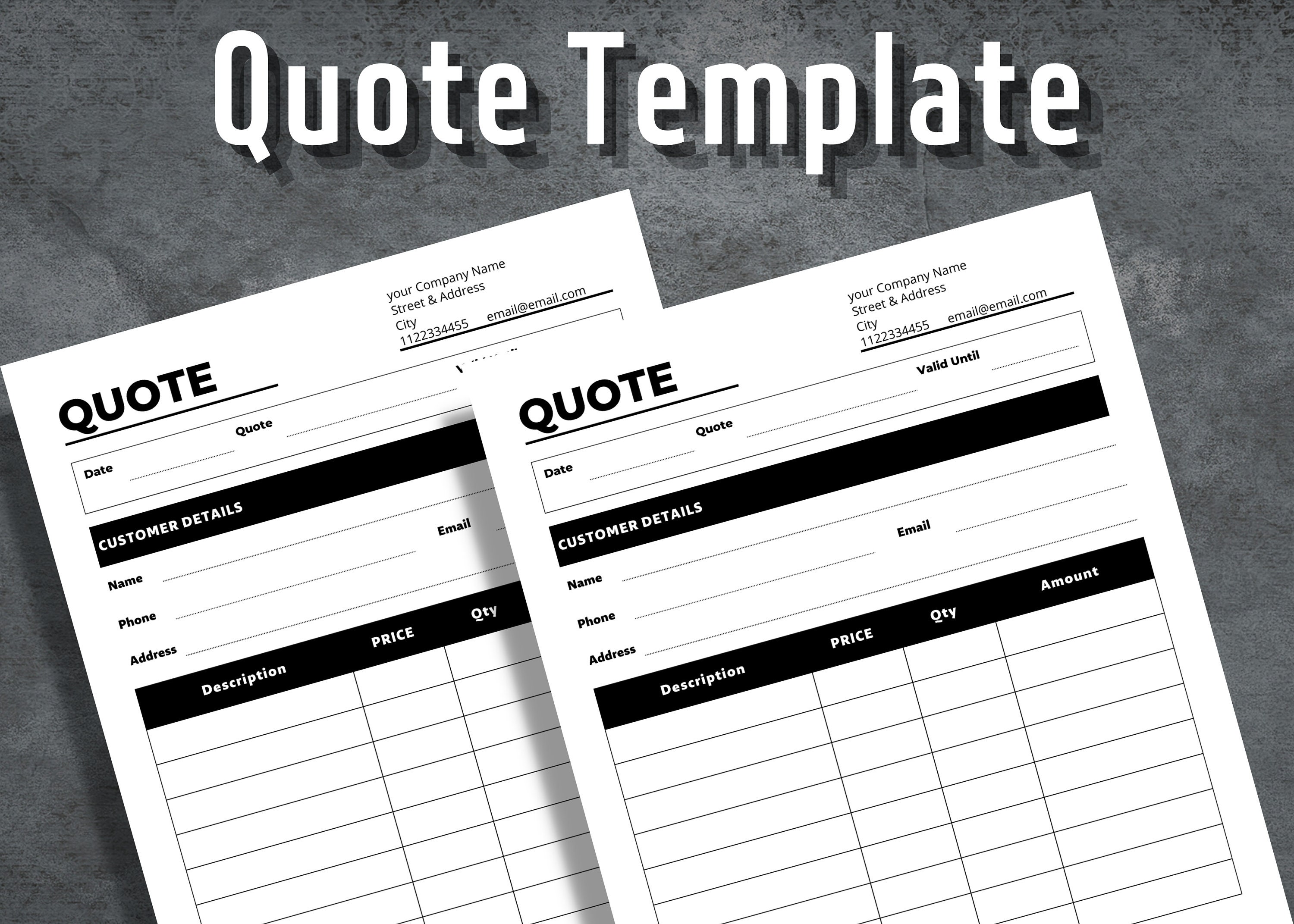 Quote Template Editable Quote Sheet Job Proposal Job Quote - Etsy