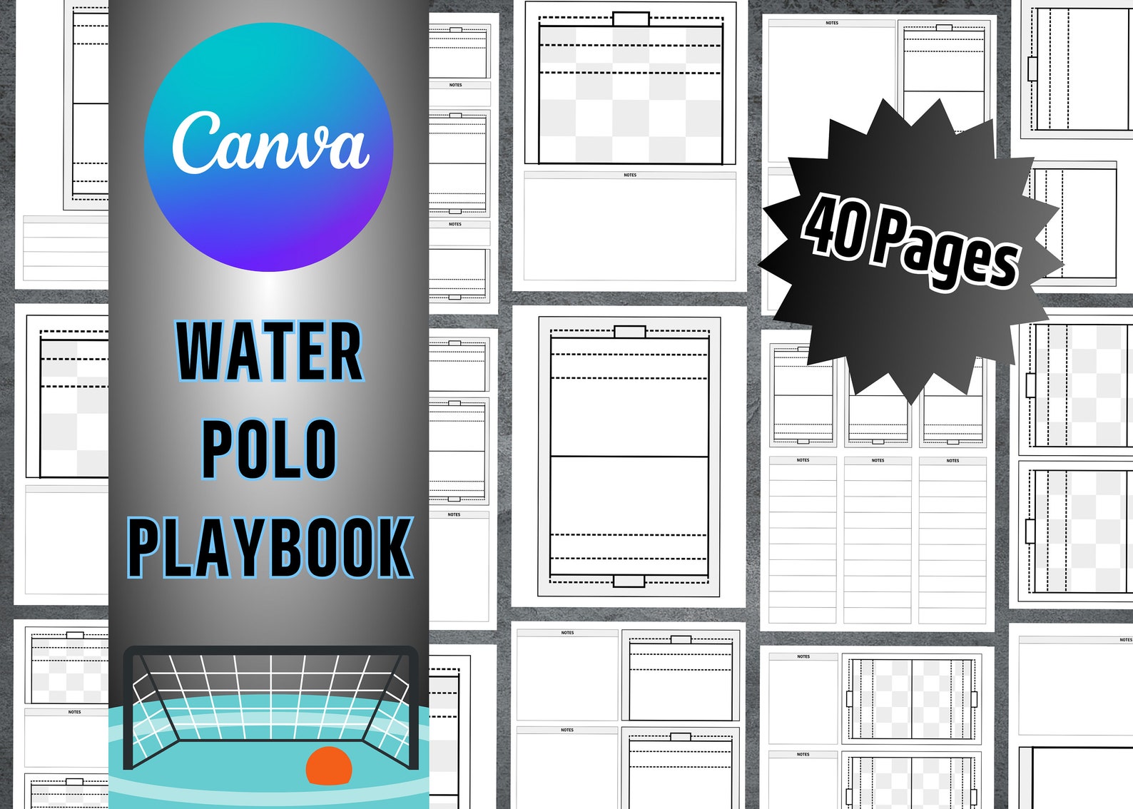 Water Polo Playbook Template, Printable Blank Water Polo Diagram, Canva ...