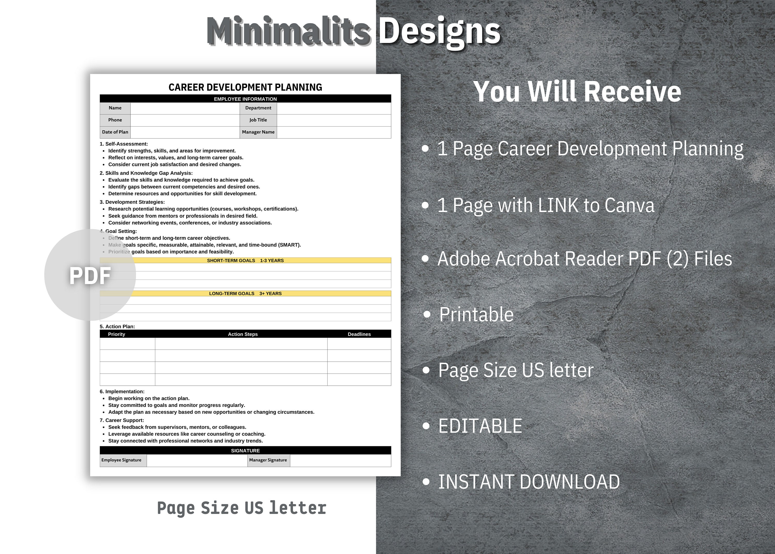 Career Development Planning, Printable Developing Employees, HR ...