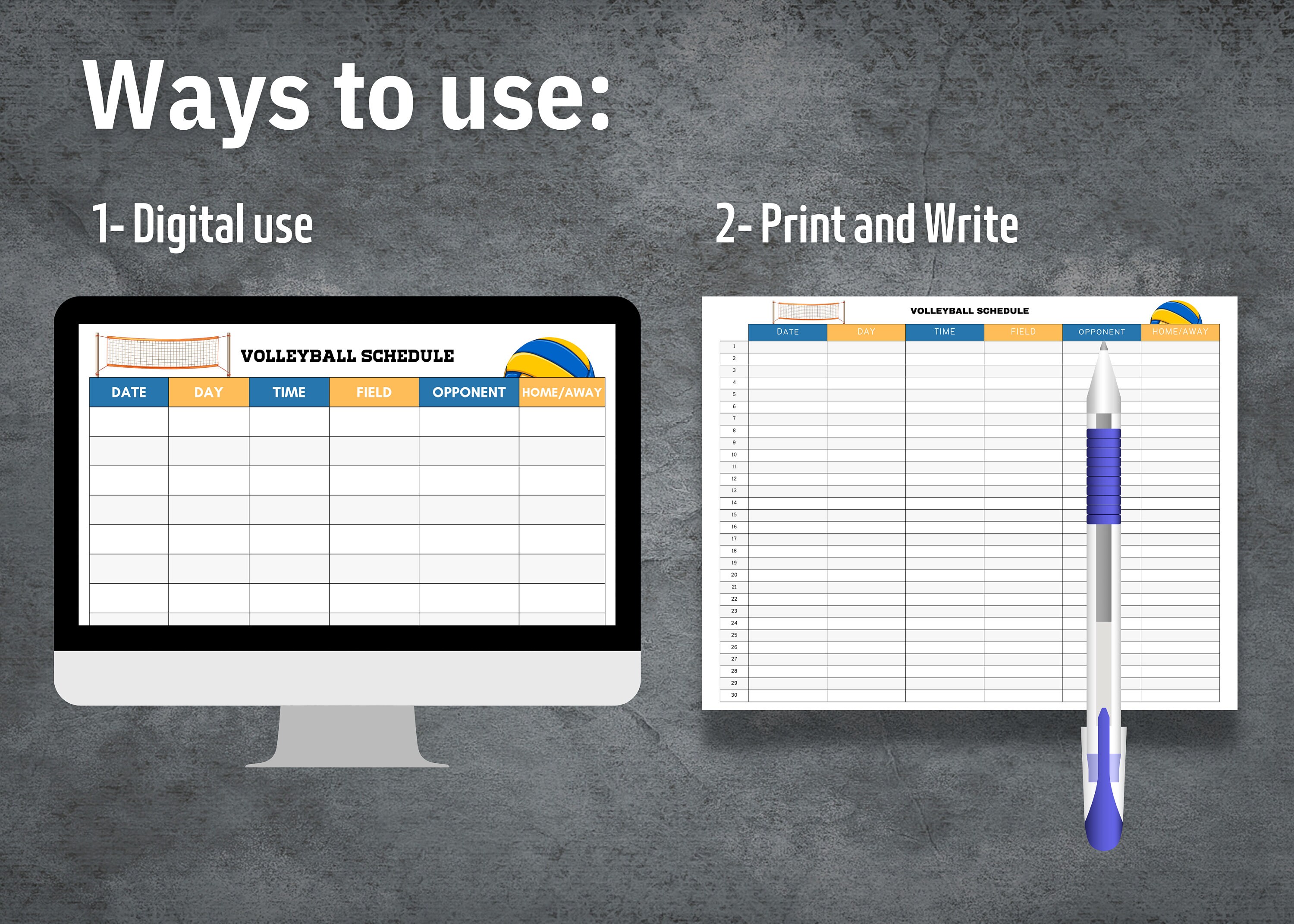 Volleyball Schedule Template, Printable Volleyball Schedule, Editable ...