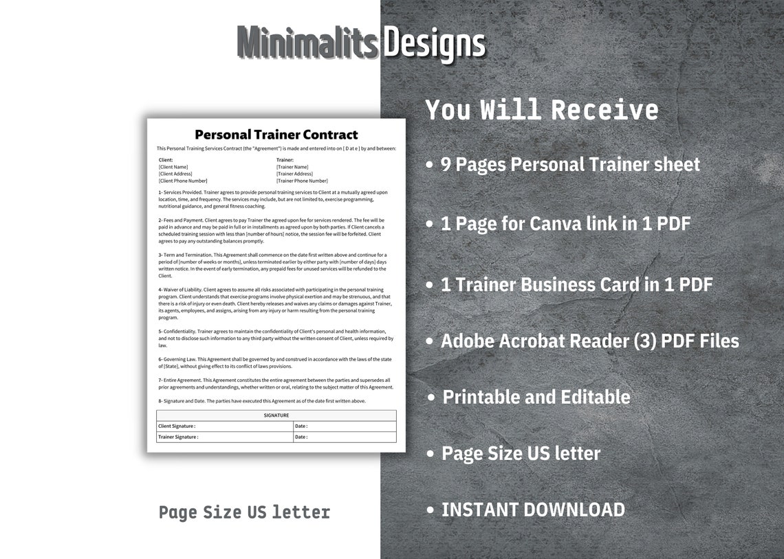 Personal Trainer Sheet, Personal Training Program Template, Fitness ...