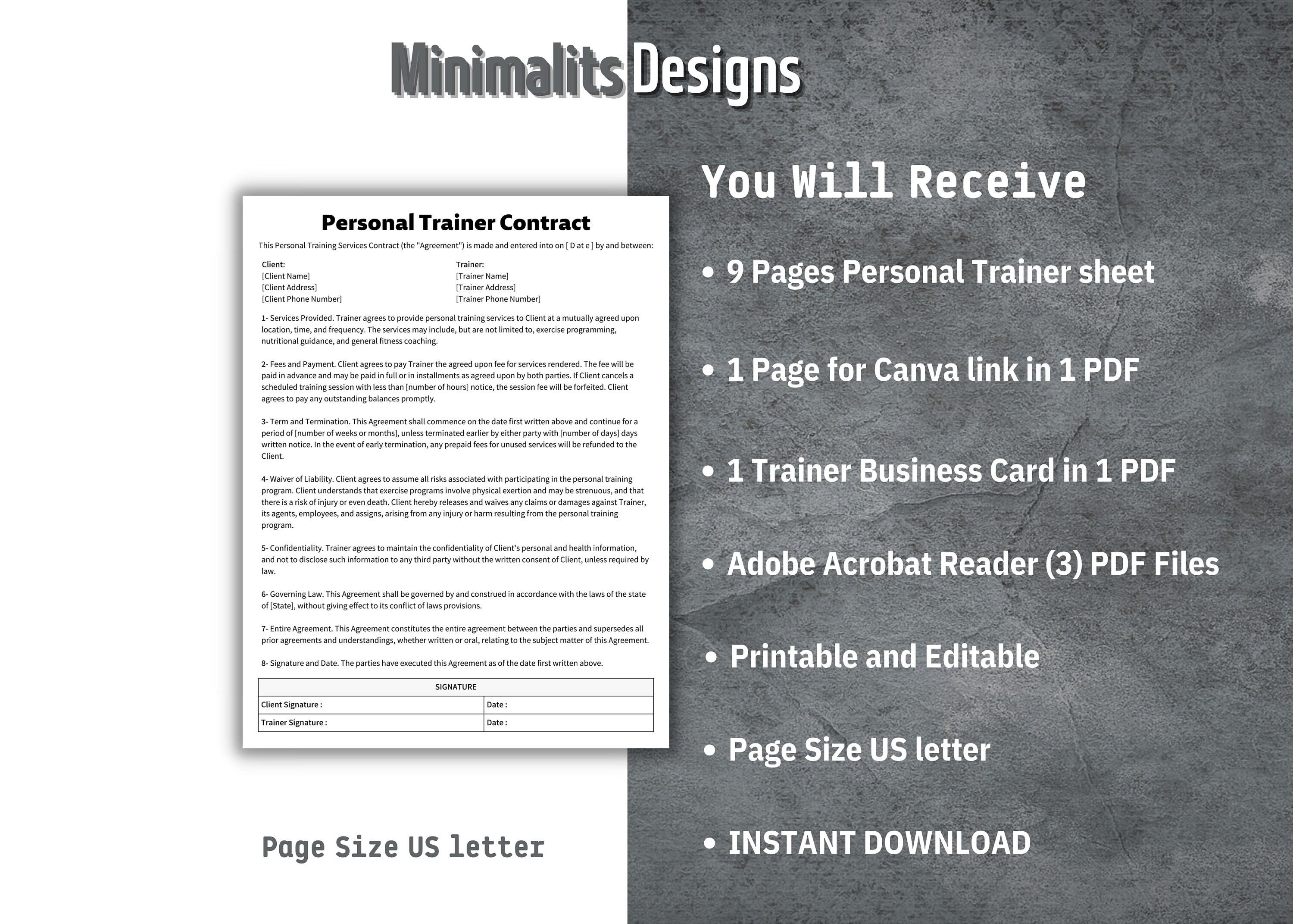 Personal Trainer Sheet, Personal Training Program Template, Fitness ...