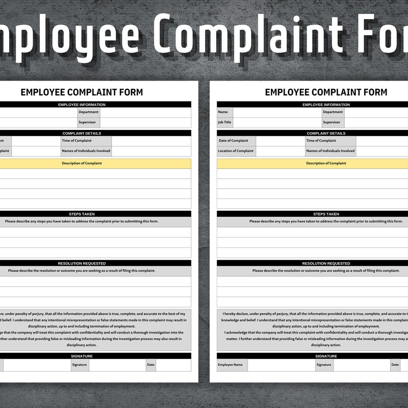 Employee Complaint Form - Etsy