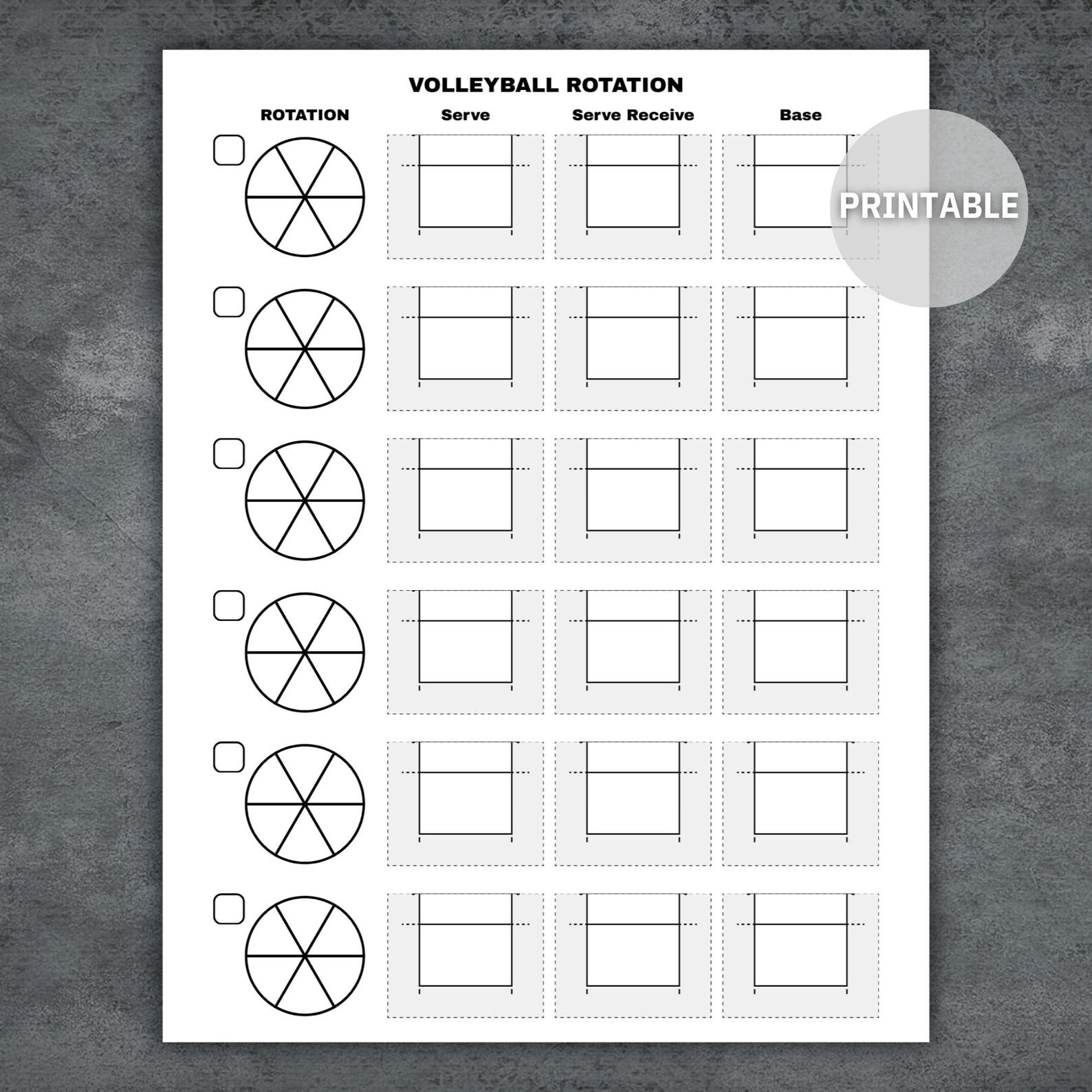 Volleyball Rotation Template, Volleyball Rotation Lineup Sheet ...