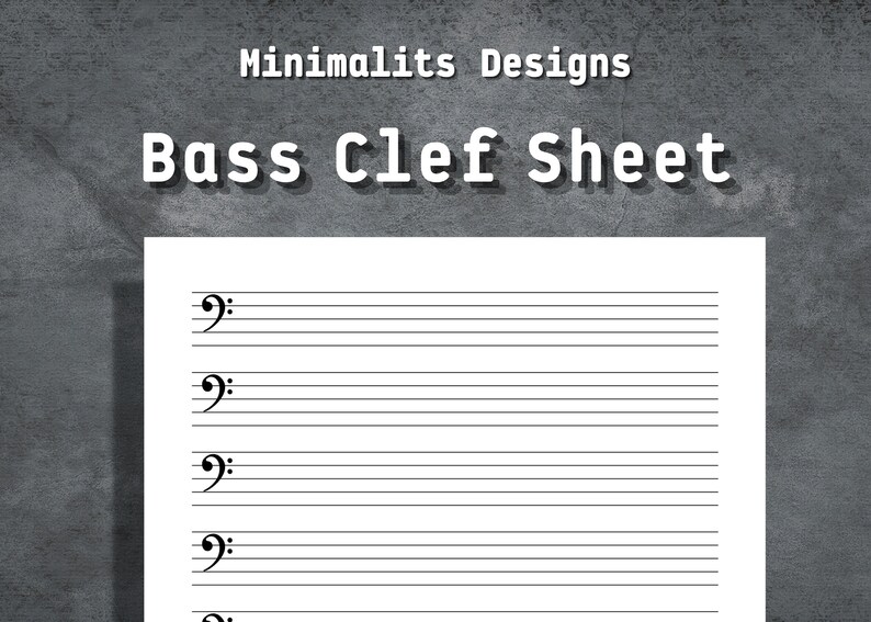 Bass Clef Sheet Blank Music Bass Clef Music Sheet Instant - Etsy