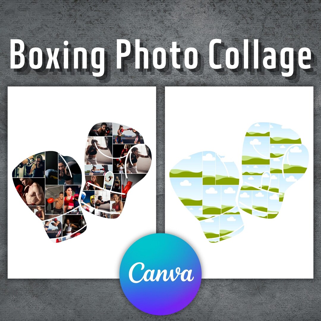 Boxing Photo Collage, Editable Canva Template, Boxing Canva Frame ...
