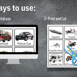 Vehicles Flash Cards, Preschool Flashcards, Printable Montessori Cards ...