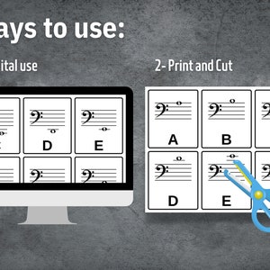 Bass Clef Flash Cards, Printable Music Note Flash Cards, Bass Clef ...