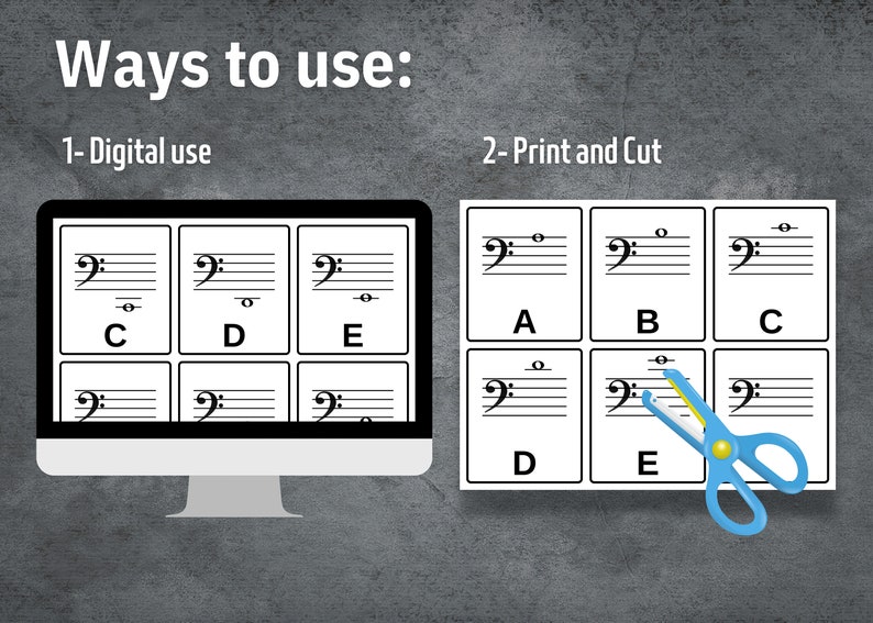 Bass Clef Flash Cards, Printable Music Note Flash Cards, Bass Clef ...