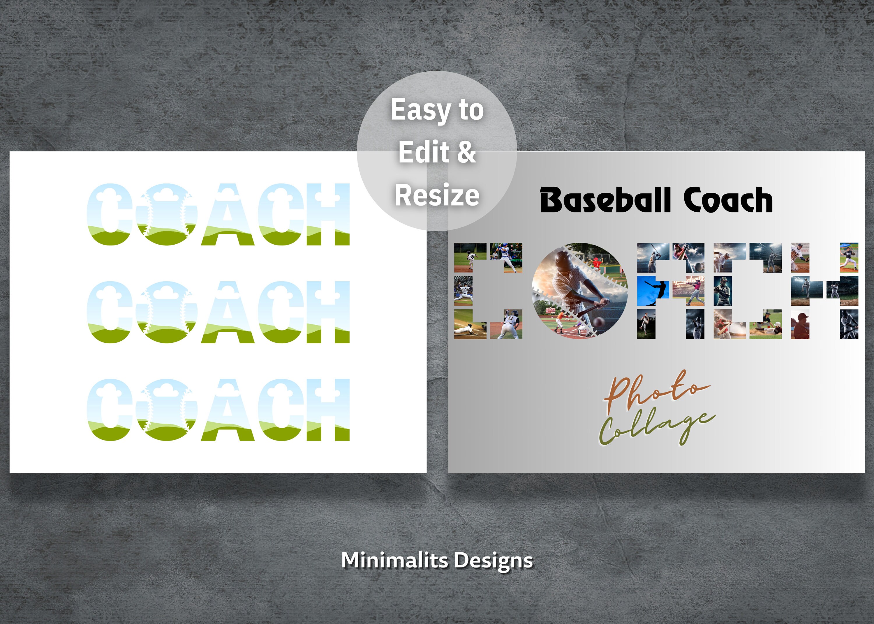 Baseball Coach Photo Collage, Editable Canva Template, Baseball Canva ...