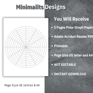 Polar Graph Paper, Printable Circular Graph Paper, Circular Grid Paper ...
