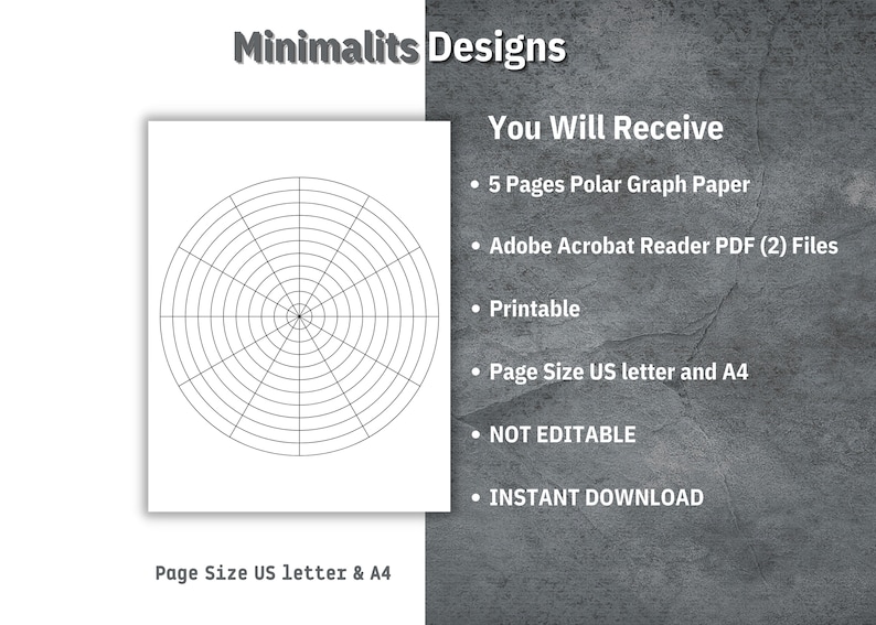 Polar Graph Paper, Printable Circular Graph Paper, Circular Grid Paper ...