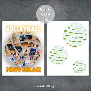 Volleyball Photo Collage, Editable Canva Template, Volleyball Canva ...