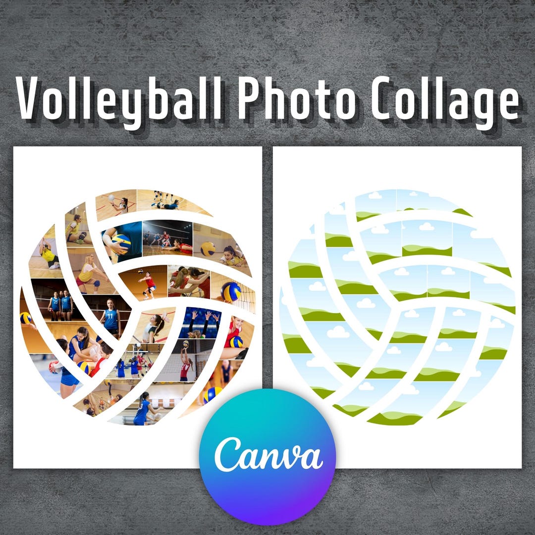 Volleyball Photo Collage, Editable Canva Template, Volleyball Canva ...
