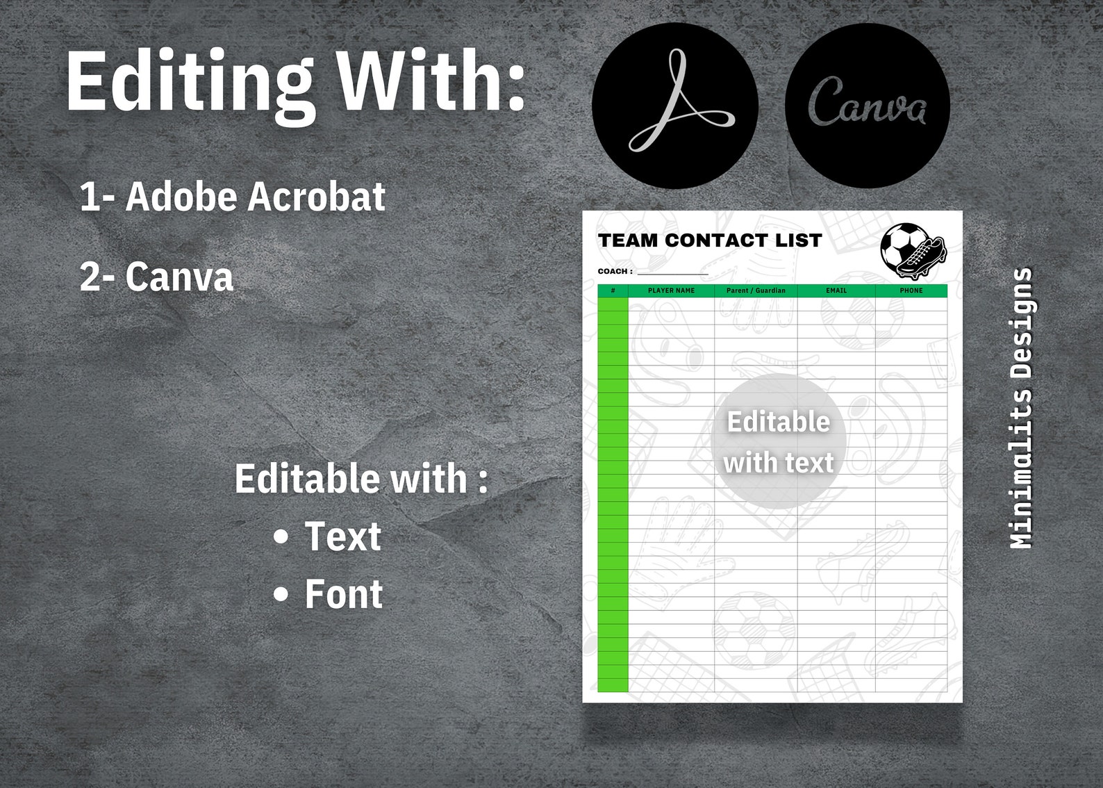 Football Team Contact List, Information Sheet, Printable Contact Sheet ...