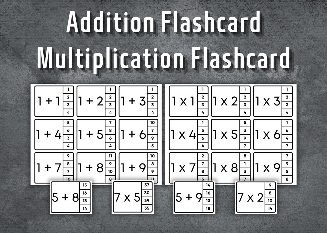 Addition & Multiplication Flashcards, Preschool Flashcards, Printable ...