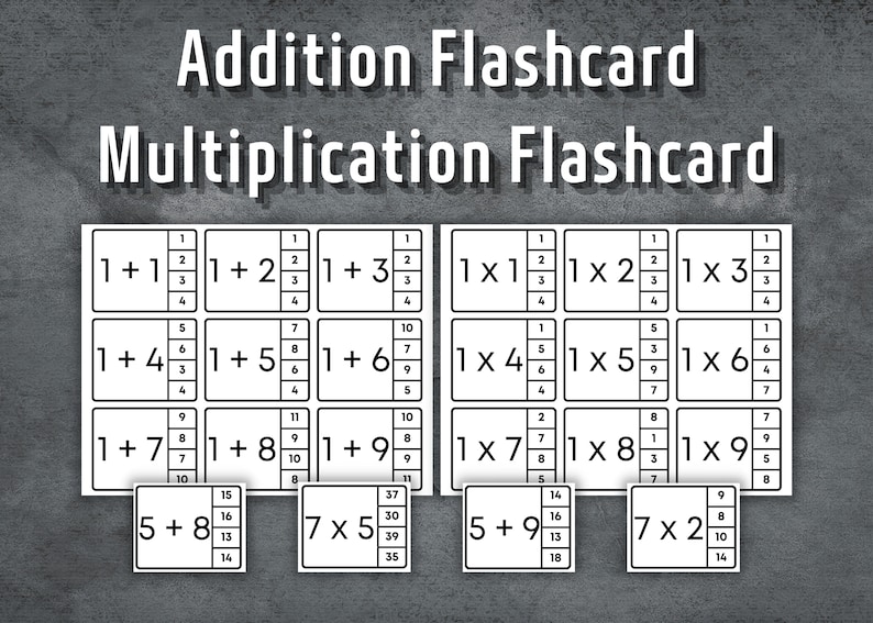 Addition & Multiplication Flashcards, Preschool Flashcards, Printable ...